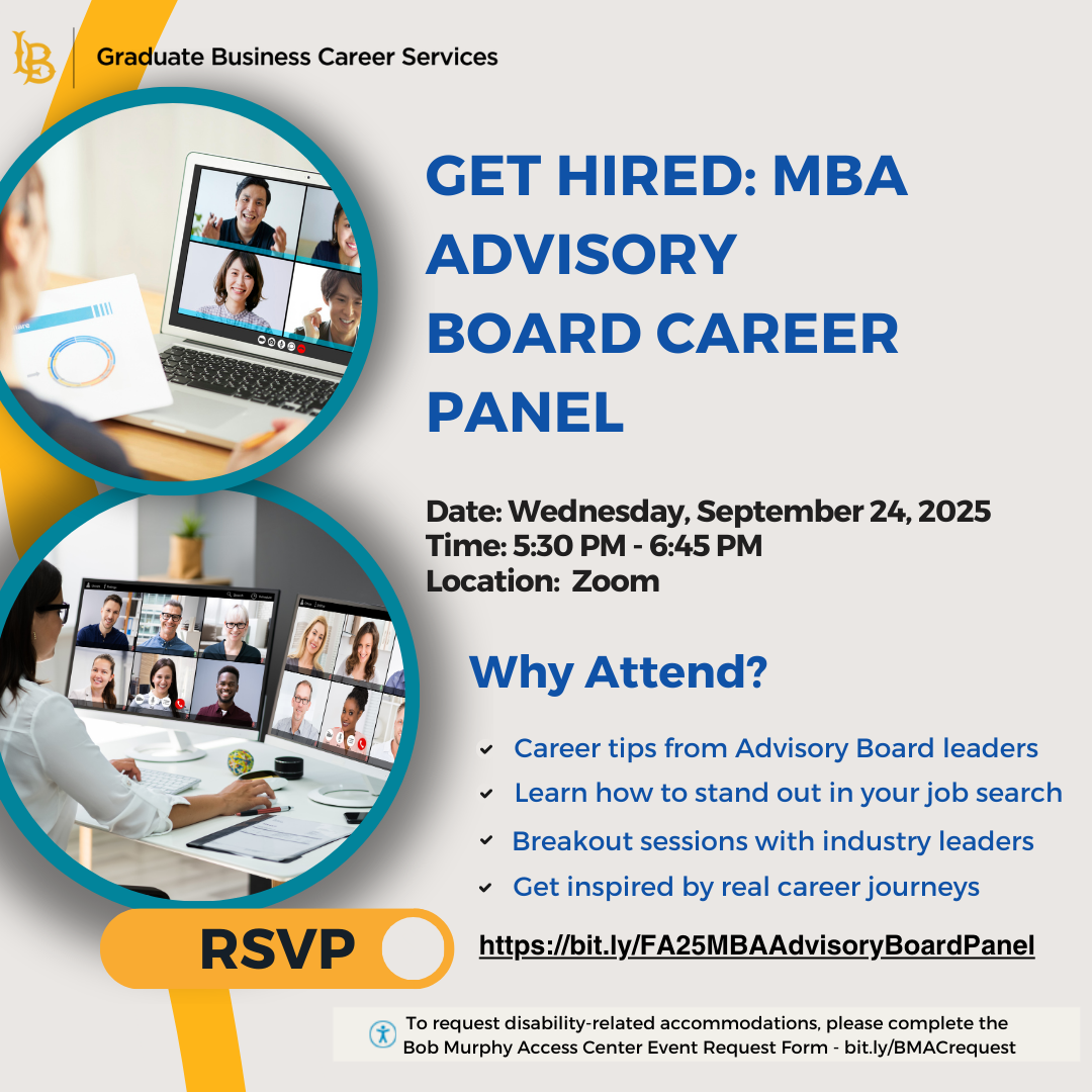 GBCS: VIRTUAL: Get Hired: MBA Advisor Board Career Panel | California ...