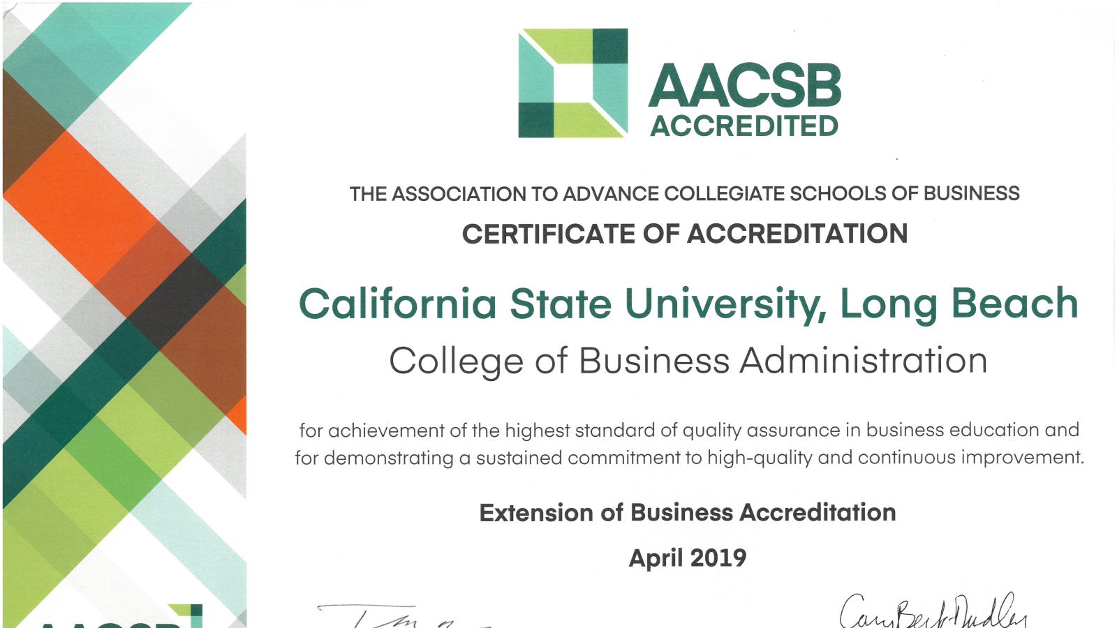 COB Accreditation (AACSB) | California State University Long Beach